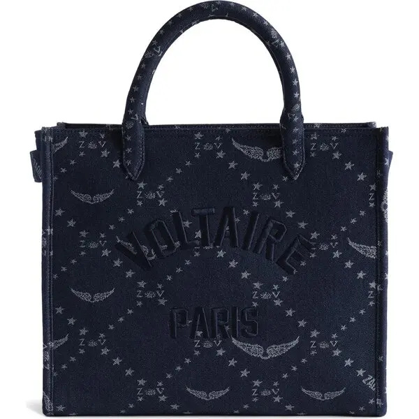 Zadig&Voltaire Angel Logo Monogram Denim Tote - Silent
