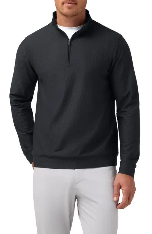 Mizzen+main Easton Textured Quarter-zip Pullover - Black