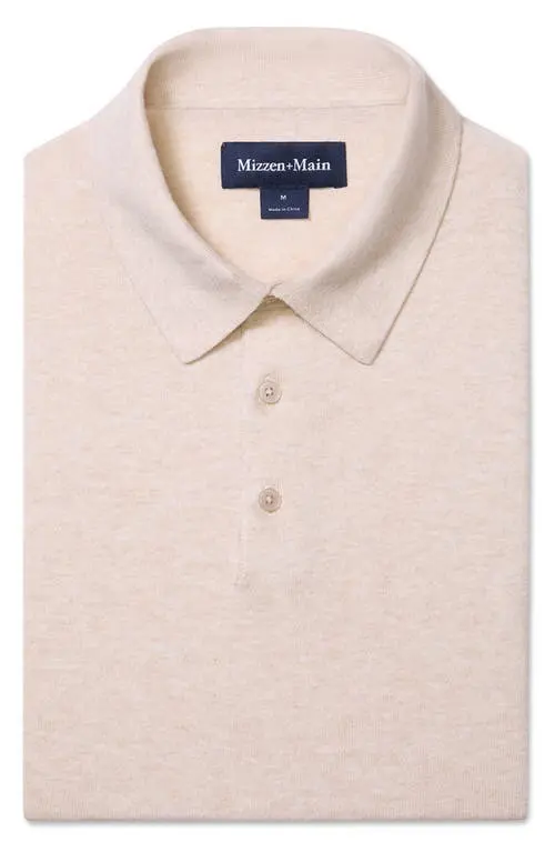 Mizzen+main Ashe Cotton Blend Performance Sweater Polo - Oat Heather