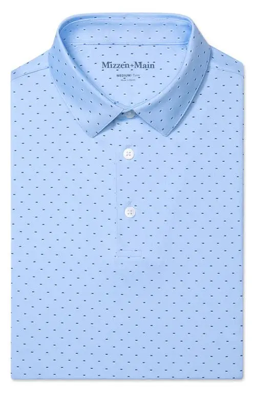 Mizzen+main Versa Trim Fit Performance Golf Polo - Cloud Blue Stacked Geo