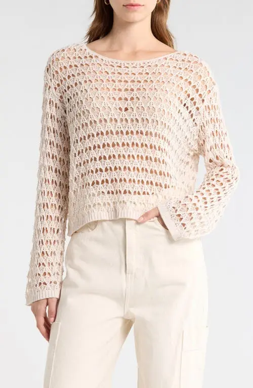 PACSUN Willa Cotton-blend Open Stitch Sweater - Ivory