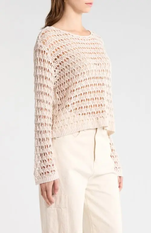 PACSUN Willa Cotton-blend Open Stitch Sweater - Ivory