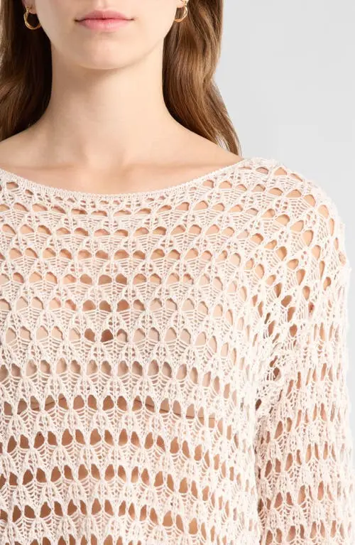 PACSUN Willa Cotton-blend Open Stitch Sweater - Ivory