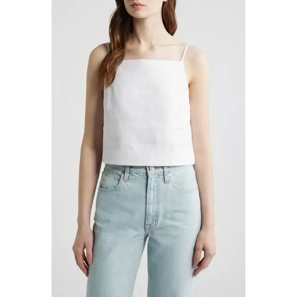 REFORMATION Kerri Linen Crop Tank - White