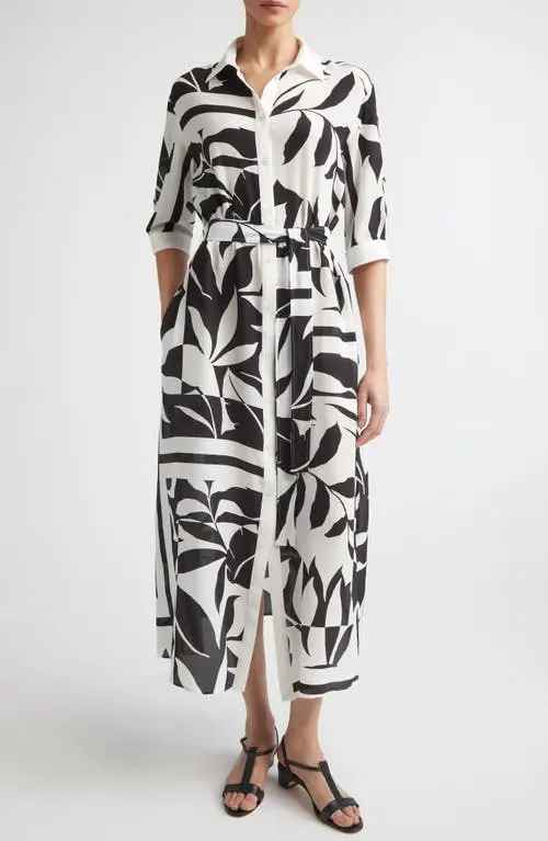 Max Mara Changio Beachwear Floral Silk Midi Shirtdress