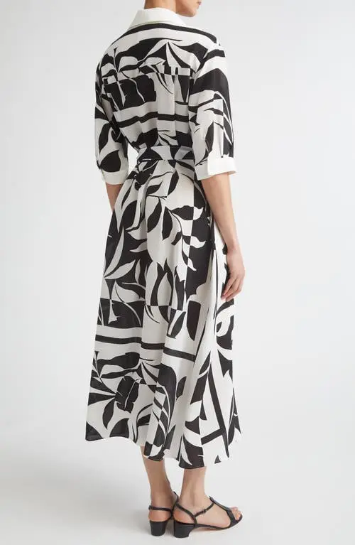 Max Mara Changio Beachwear Floral Silk Midi Shirtdress
