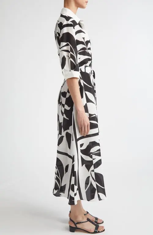 Max Mara Changio Beachwear Floral Silk Midi Shirtdress