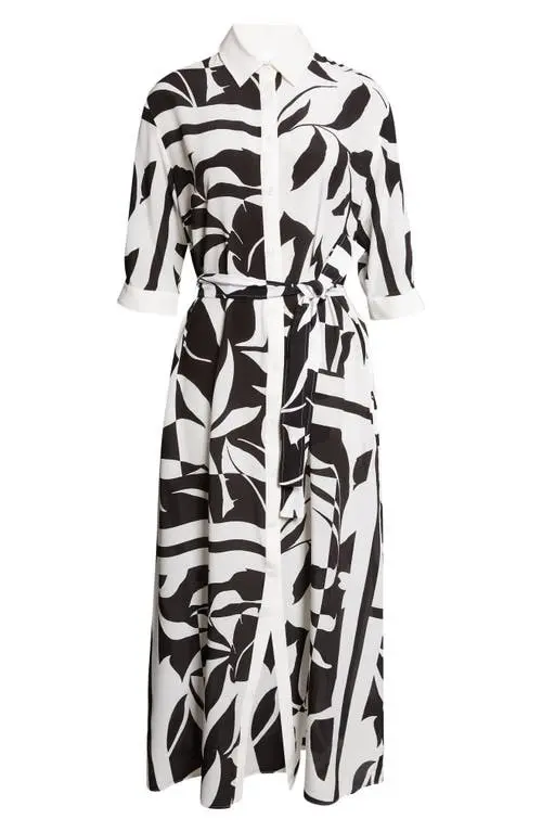 Max Mara Changio Beachwear Floral Silk Midi Shirtdress