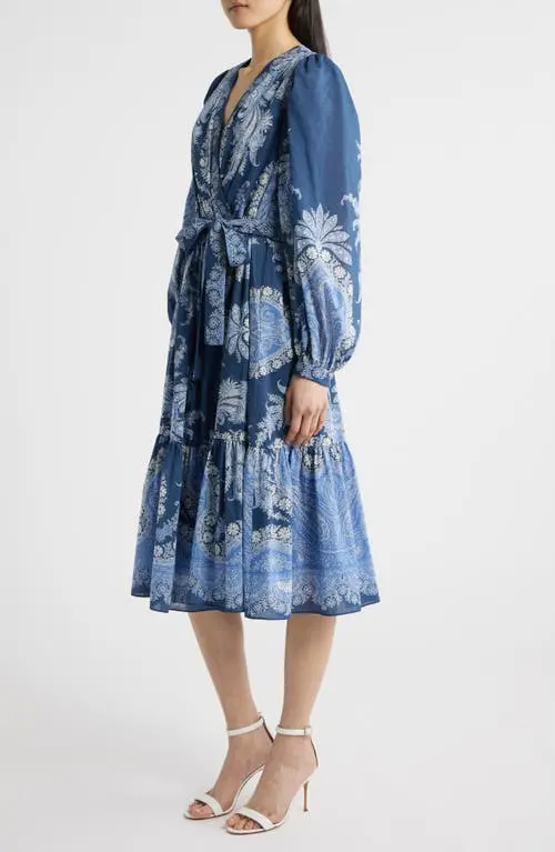 Kobi Halperin Kai Print Long Sleeve Midi Dress