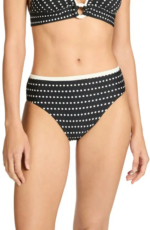 Robin Piccone Millie High Waist Bikini Bottoms - Black/ecru