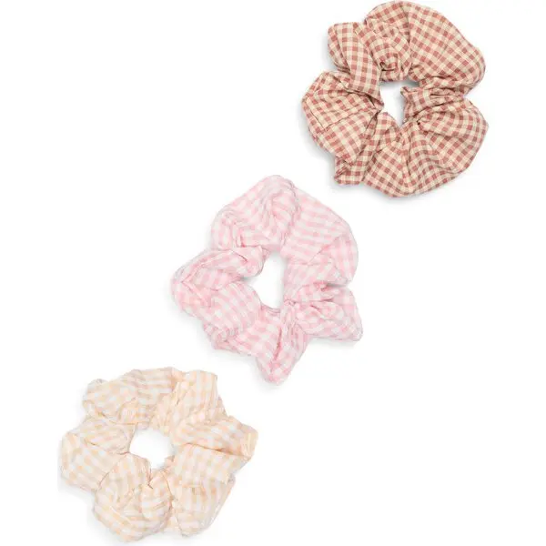 Bp. Gingham Scrunchies 3 Pack - Multi Pink