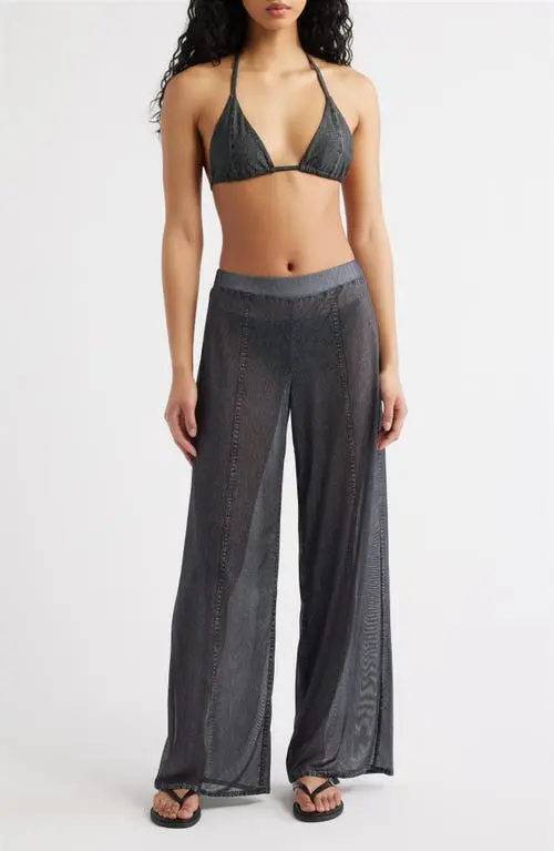 Rag & Bone Rb Miramar Mesh Wide Leg Cover-up Pants - Washed Black