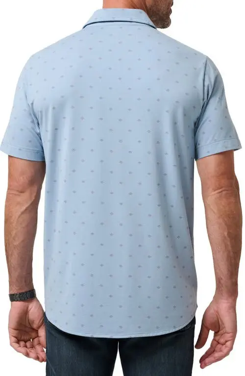 Travis Mathew Comfortknit Geo Short Sleeve Button-up Shirt - Ash Blue