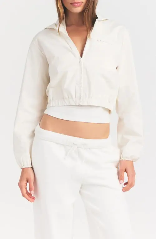 SKIMS Swiss Cotton Crop Zip Hoodie - Egret