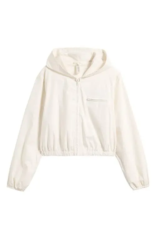 SKIMS Swiss Cotton Crop Zip Hoodie - Egret