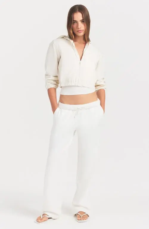SKIMS Swiss Cotton Crop Zip Hoodie - Egret