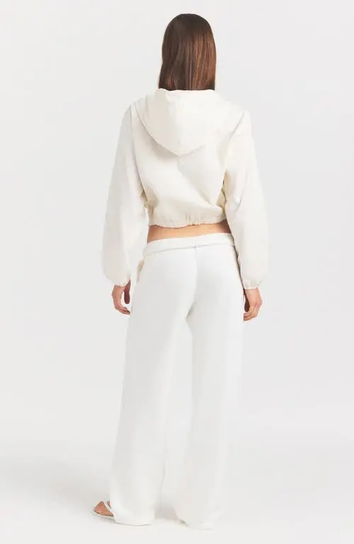 SKIMS Swiss Cotton Crop Zip Hoodie - Egret