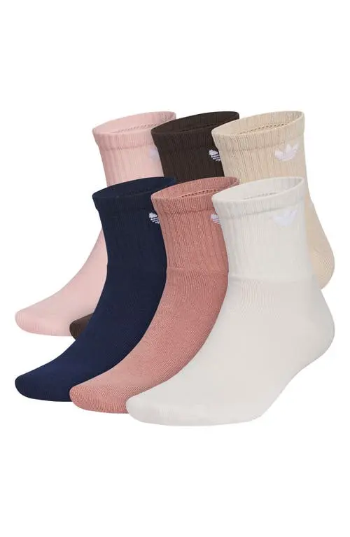 Adidas Gender Inclusive Originals Assorted 6-pack Quarter Socks - Sandy Pink/indigo/khaki