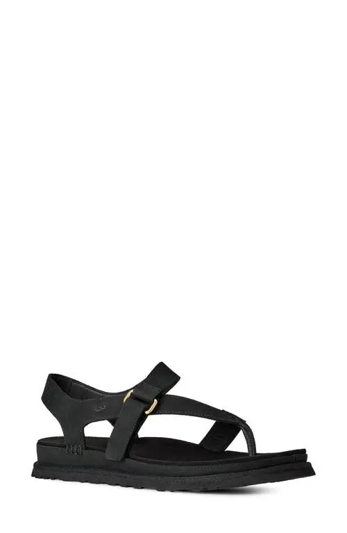 UGG Goldengaze Toe Post Leather Sandal - Black
