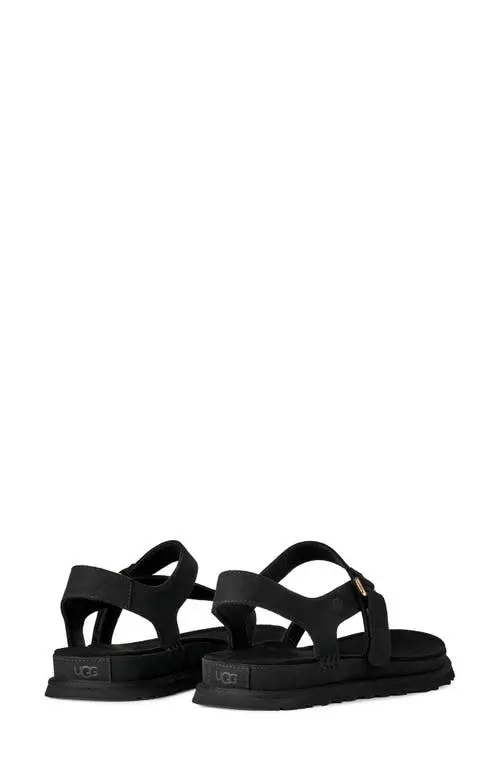 UGG Goldengaze Toe Post Leather Sandal - Black