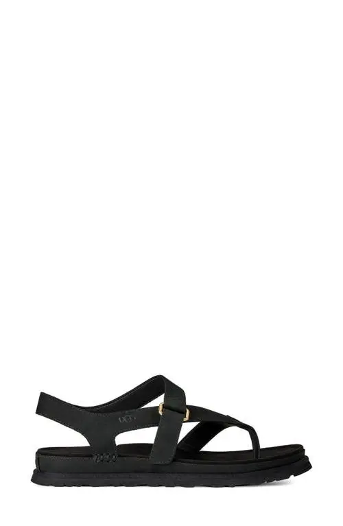 UGG Goldengaze Toe Post Leather Sandal - Black