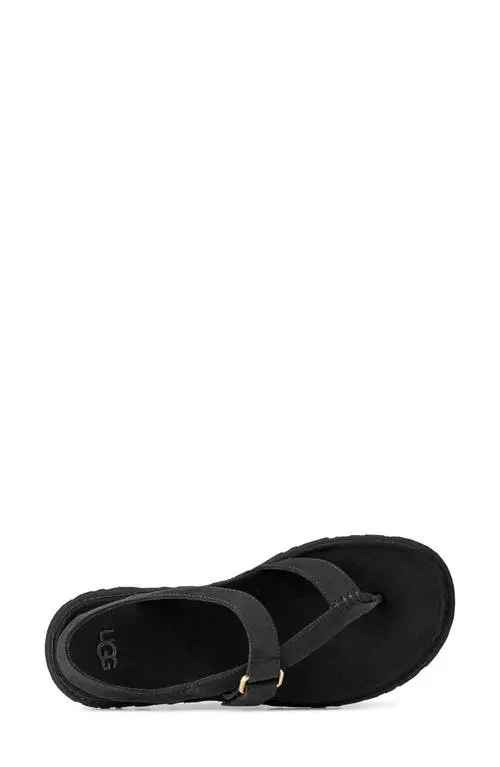 UGG Goldengaze Toe Post Leather Sandal - Black