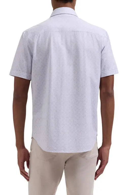 Bugatchi Miles Ooohcotton® Geometric Print Short Sleeve Button-up Shirt - Ivory