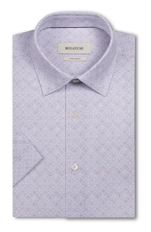 Bugatchi Miles Ooohcotton® Geometric Print Short Sleeve Button-up Shirt - Ivory