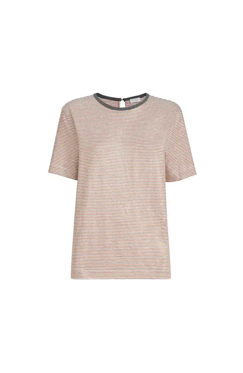 Brunello Cucinelli Striped Jersey T-shirt - Orange