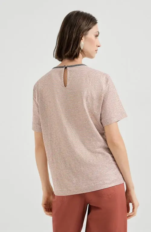 Brunello Cucinelli Striped Jersey T-shirt - Orange