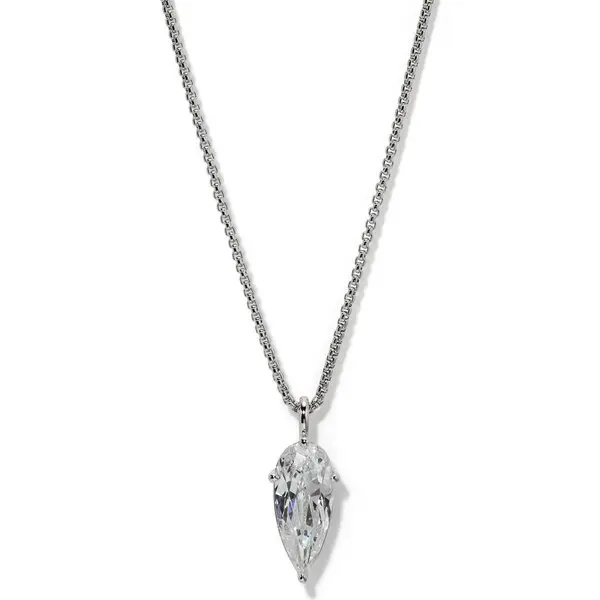 Nadri Lucia Teardrop Pendant Necklace - Rhodium