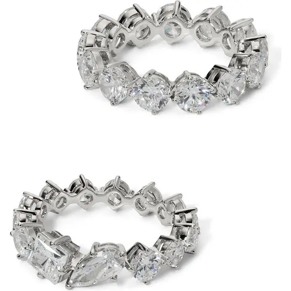 Nadri Lucia Set Of 2 Mixed Cubic Zirconia Rings - Rhodium