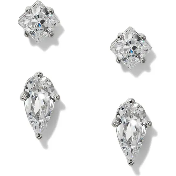 Nadri Lucia Duo Set Of 2 Stud Earrings - Rhodium