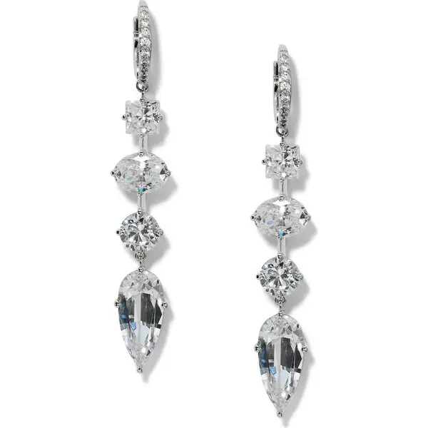 Nadri Lucia Cubic Zirconia Linear Drop Earrings - Rhodium