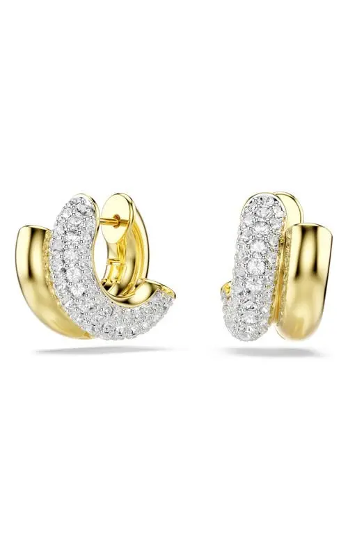 SWAROVSKI Dextera Front/back Hoop Earrings - White/gold