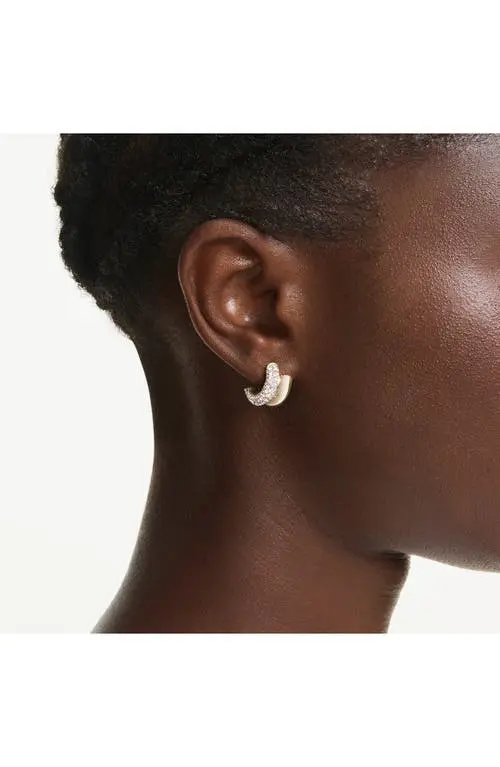 SWAROVSKI Dextera Front/back Hoop Earrings - White/gold