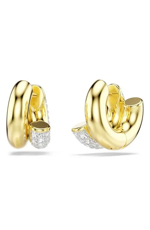 SWAROVSKI Dextera Front/back Hoop Earrings - White/gold