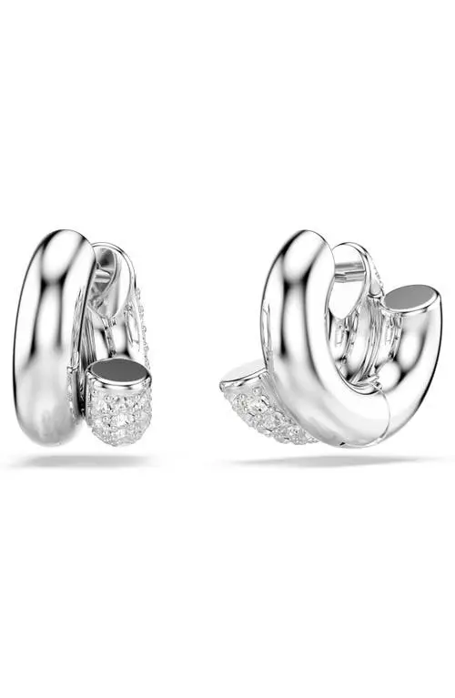 SWAROVSKI Dextera Front/back Hoop Earrings - White/silver