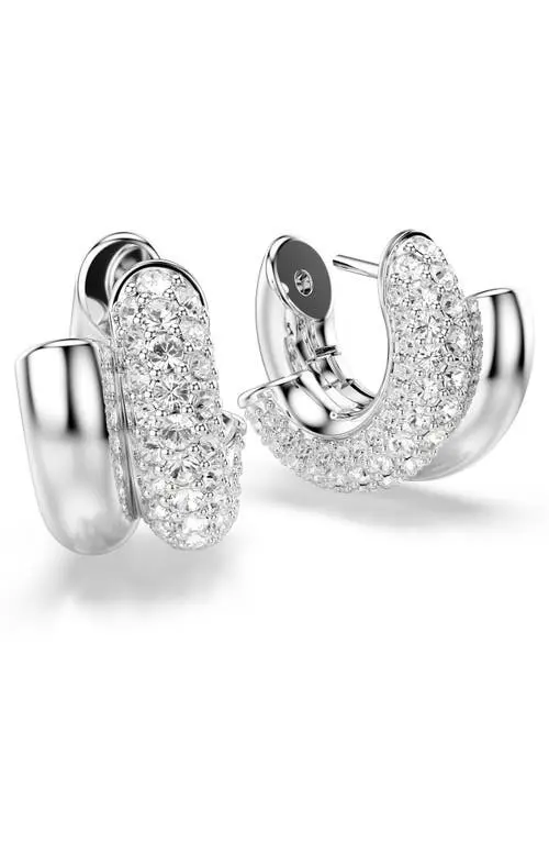 SWAROVSKI Dextera Front/back Hoop Earrings - White/silver