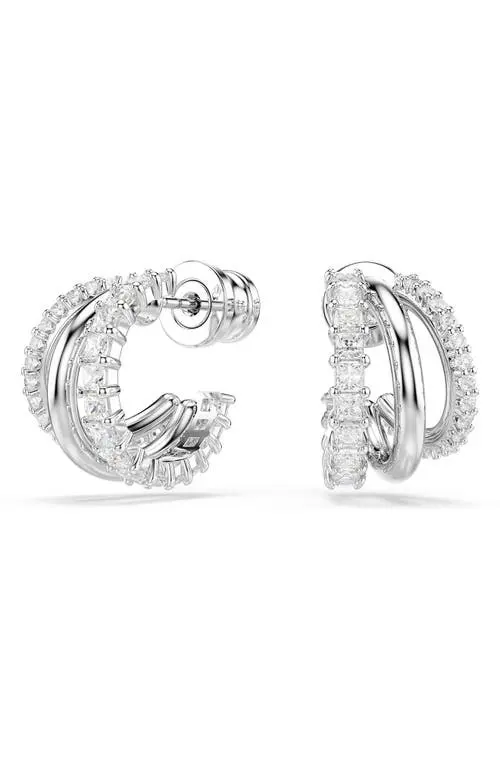 SWAROVSKI Hyperbola Hoop Earrings - White/silver