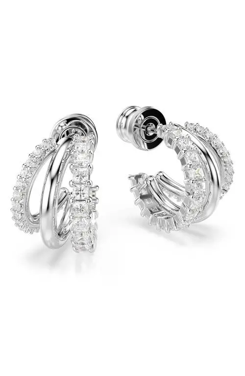 SWAROVSKI Hyperbola Hoop Earrings - White/silver