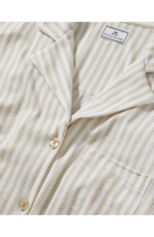 PETITE PLUME Olivia Stripe Pima Cotton Short Pajamas - Beige