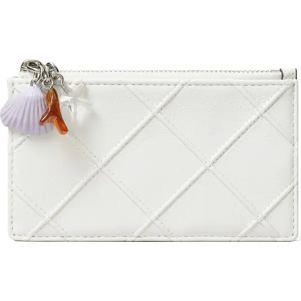 Tory Burch Fleming Charm Distressed Leather Zip Card Case - Cirrus Cloud