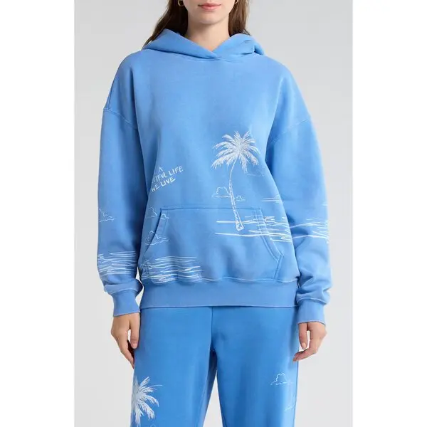 PACSUN Oversized Graphic Hoodie - Blue