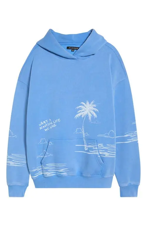 PACSUN Oversized Graphic Hoodie - Blue