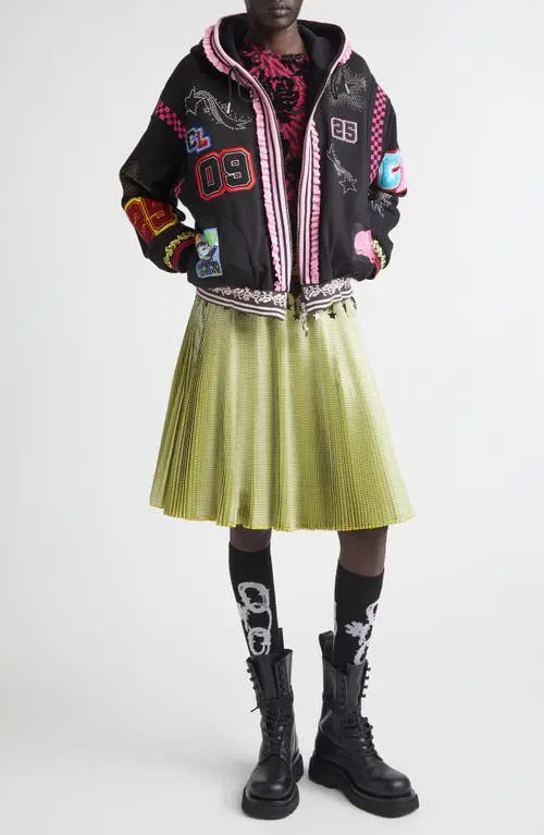 CHOPOVA LOWENA Wolfpack Patch Full Zip Fleece Varsity Hoodie