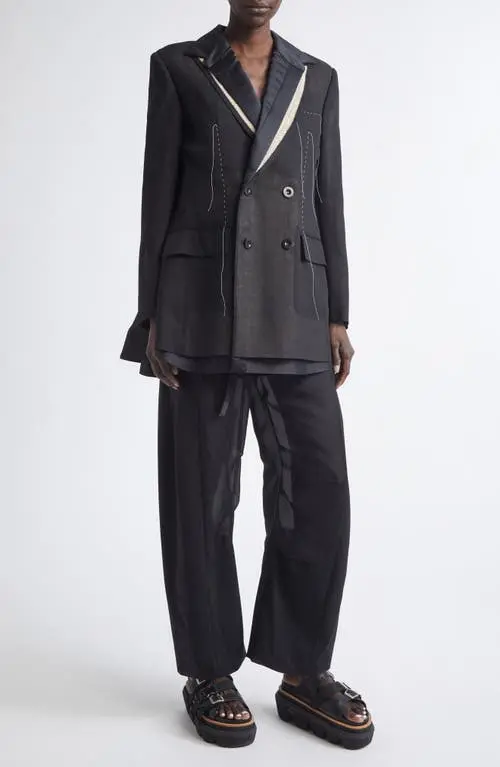 Sacai Belted Barrel Leg Pants - Black