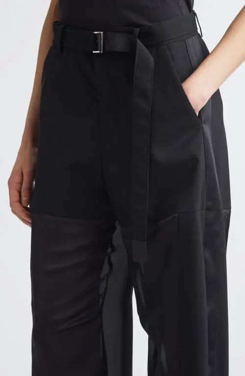 Sacai Belted Barrel Leg Pants - Black