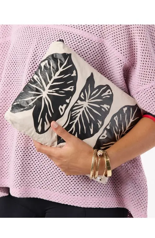 ALOHA COLLECTION Water Resistant Zip Pouch - Black/sandstone