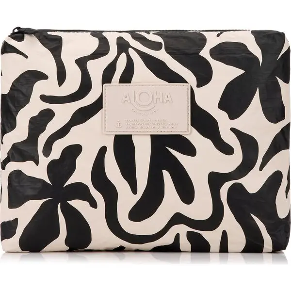 ALOHA COLLECTION Water-resistant Zip Pouch - Black/sandstone